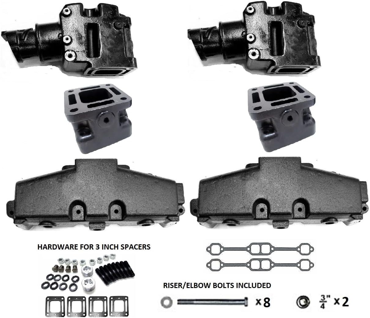 Exhaust Manifolds Risers Elbows Spacers Kit Package Set Compatible with ...