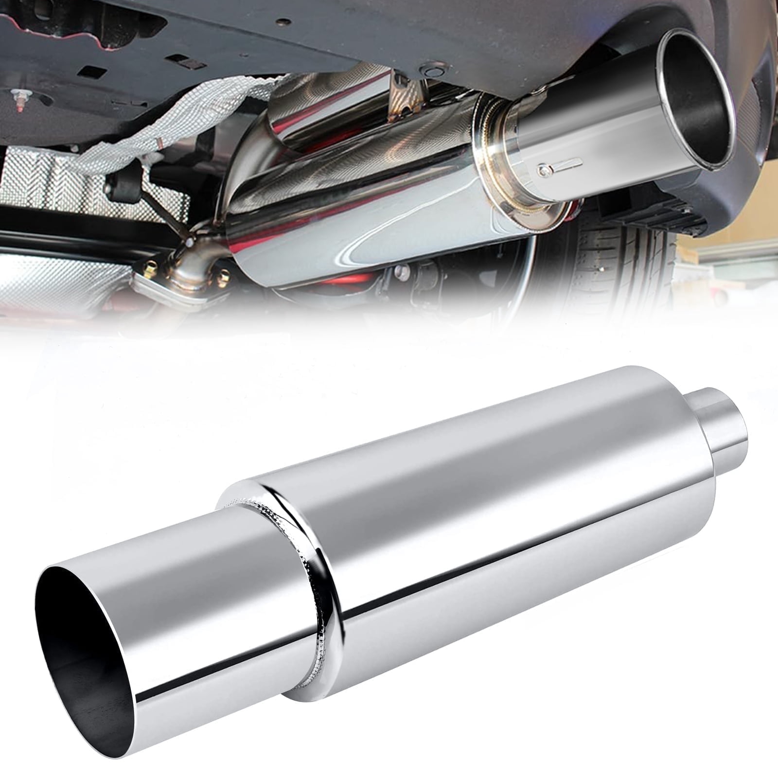 SPEEDWOW 2.5” Inlet 4” Outlet Exhaust Tips Exhaust Muffler Universal ...