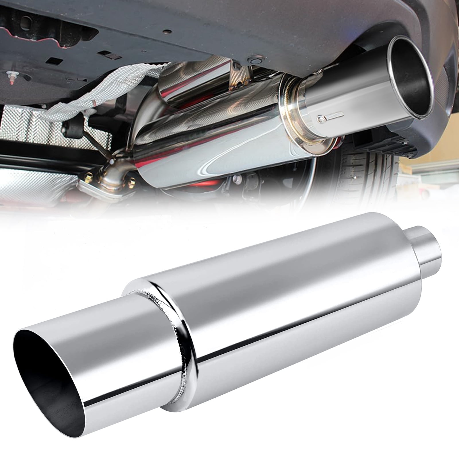 SPEEDWOW Exhaust Muffler, Straight Through Stainless Steel Exhaust Tip ...