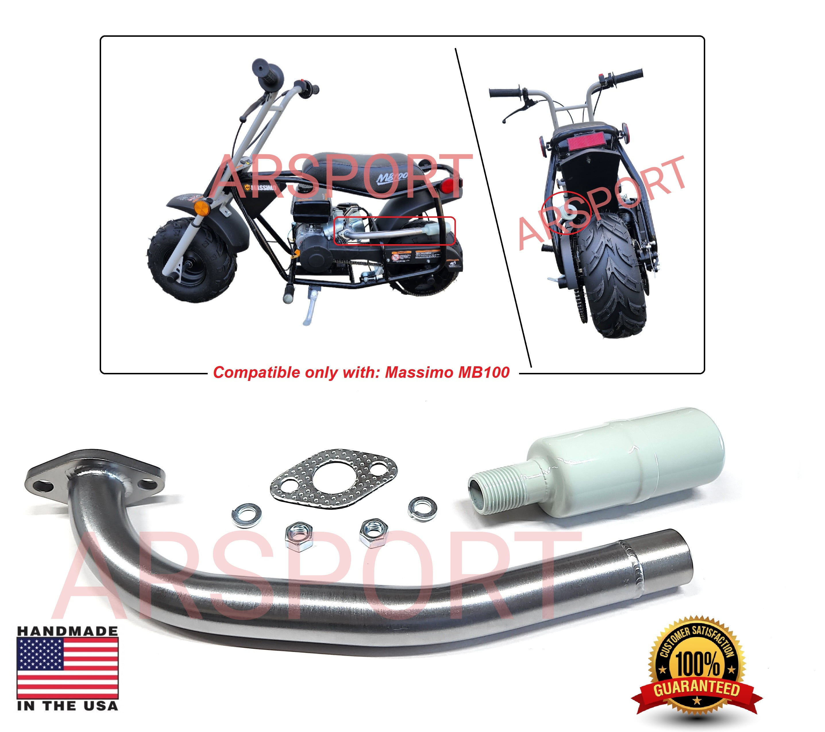 Exhaust Muffler for Massimo Mini Bike MB100 Mini Bike Off-Road ...