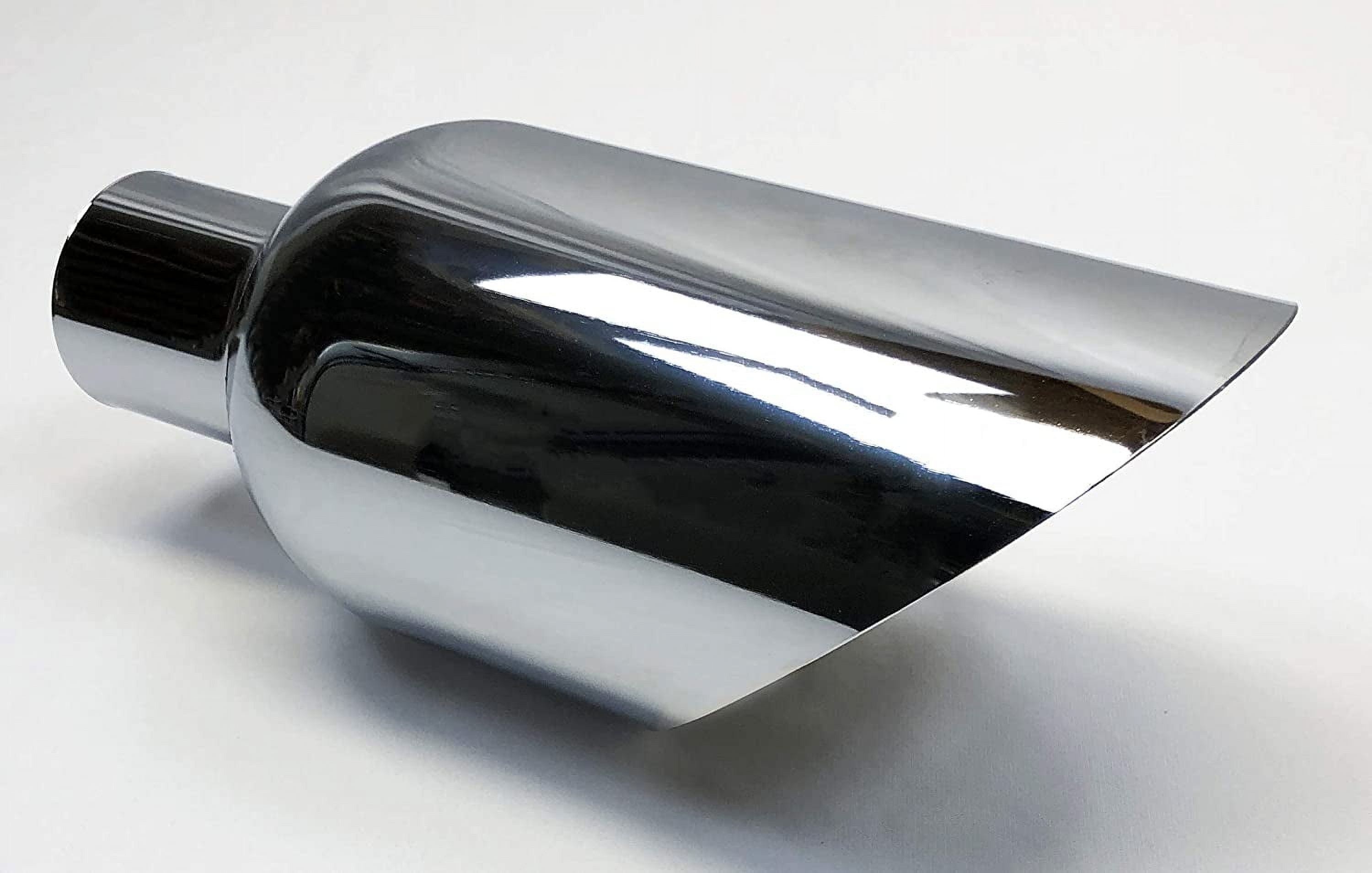 Exhaust Tip 2.50" Inlet 5.00" Outlet 12.00" Long Slant Chrome Wesdon ...