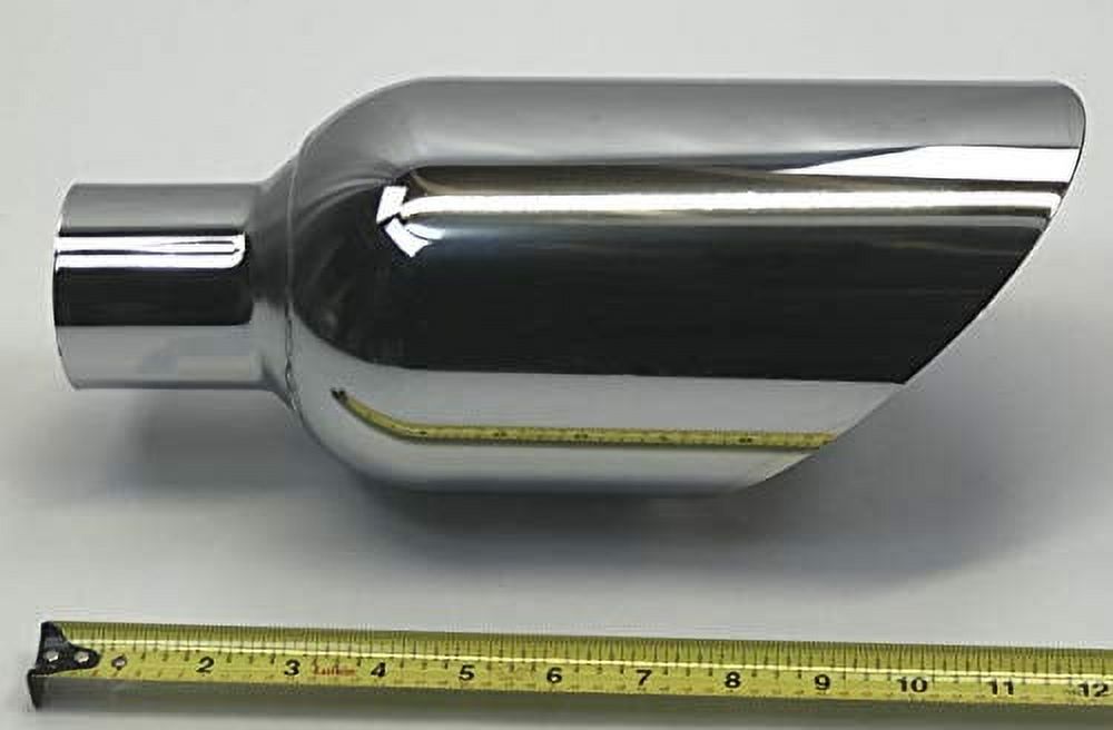 Exhaust Tip 2.50" Inlet 5.00" Outlet 12.00" Long Slant Chrome Wesdon ...
