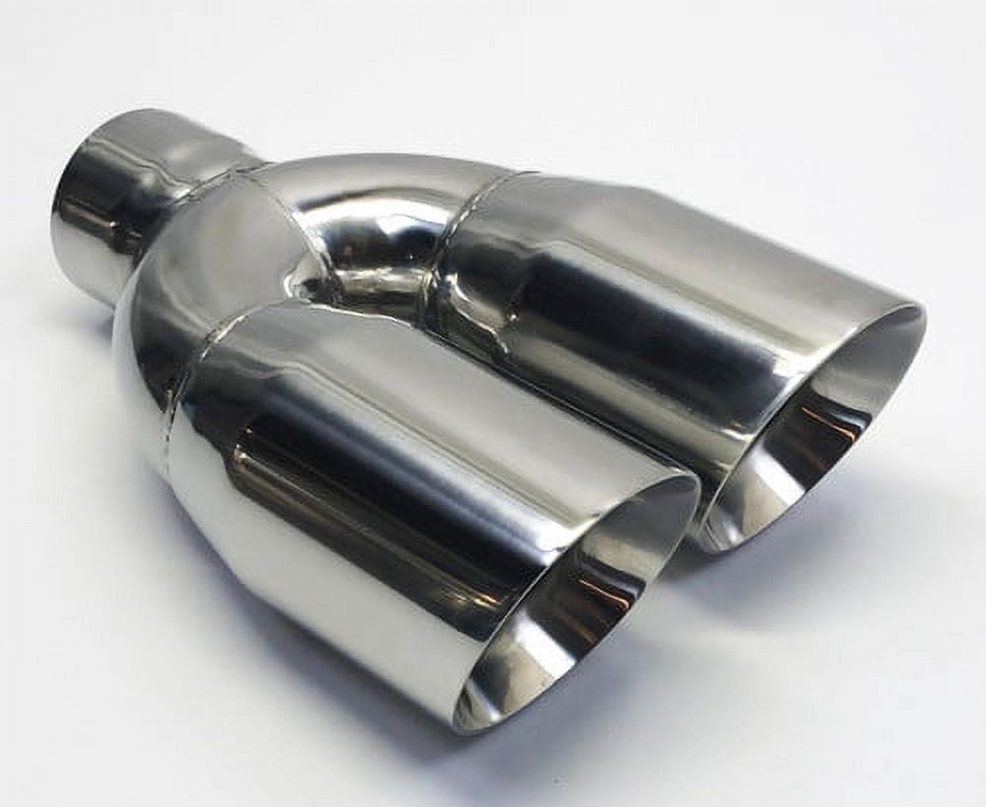 Exhaust Tip 3.00" Inlet Dual 4.00 X 12.00 Long Round Double Wall ...
