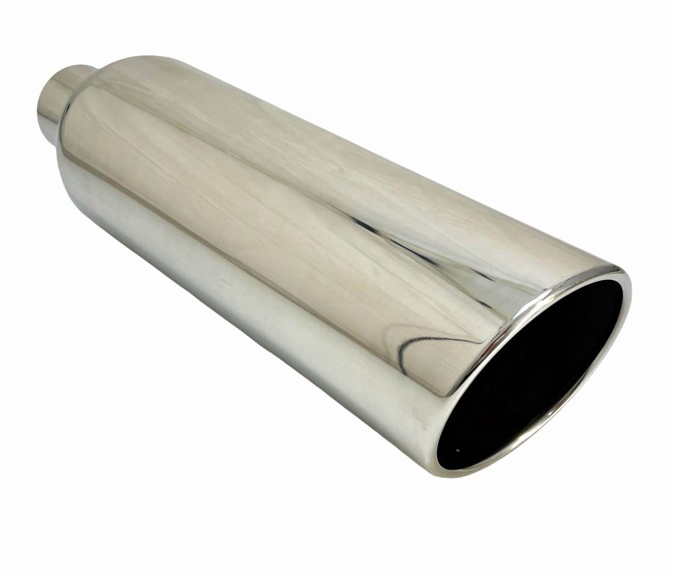Exhaust Tip 5.00" Dia X 18.00" Long 2.50" Inlet Bolt On Rolled Slant ...
