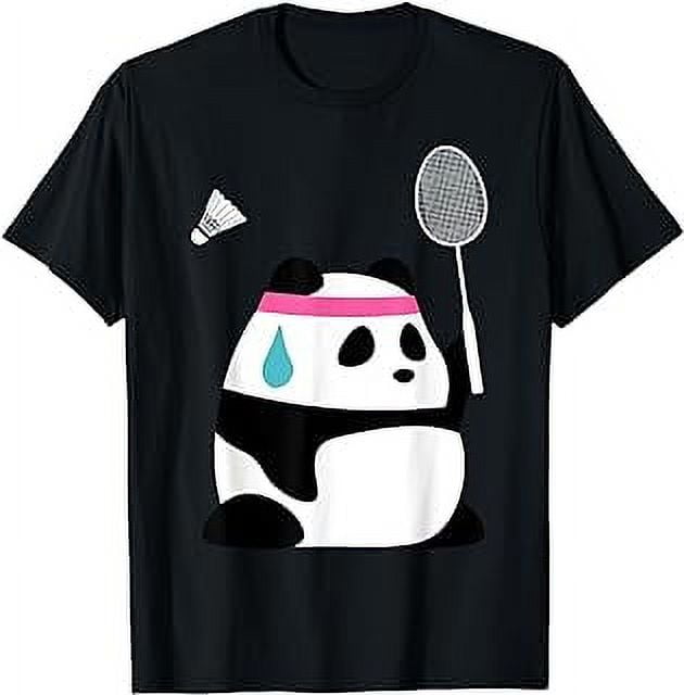 Exhausted Badminton Panda - Funny Sweet Badminton Animal T-Shirt ...