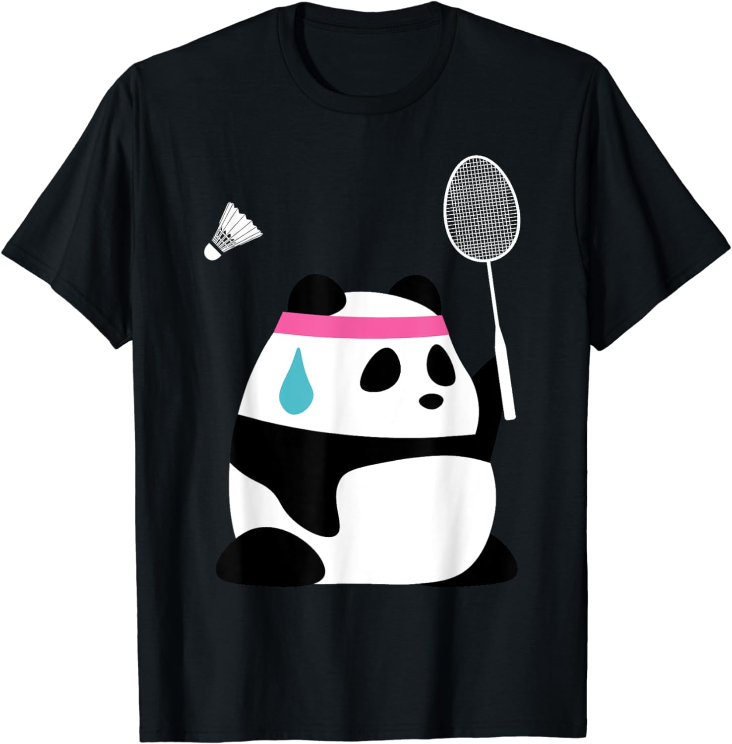 Exhausted Badminton Panda - Funny Sweet Badminton Animal T-Shirt ...