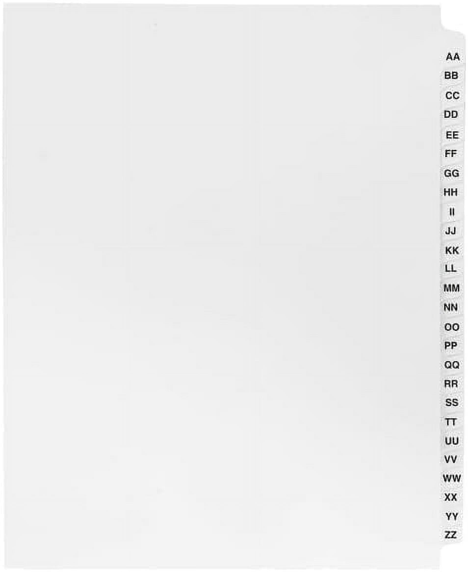 Exhibit Indexes Side Dividers AA-ZZ Exhibit Tabs, Clear, 26 Count ...