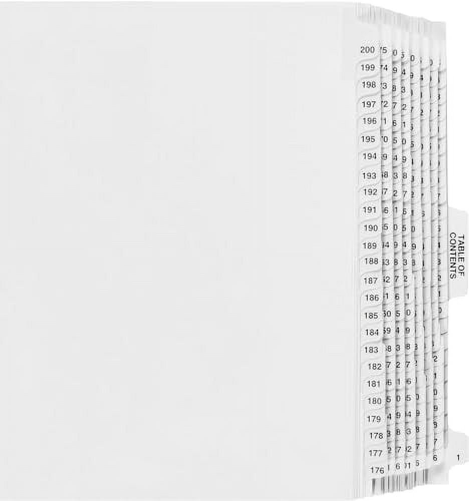 Exhibitindexes® Numbered Dividers 1-200 Punched - AVE Style Bold Tabs ...