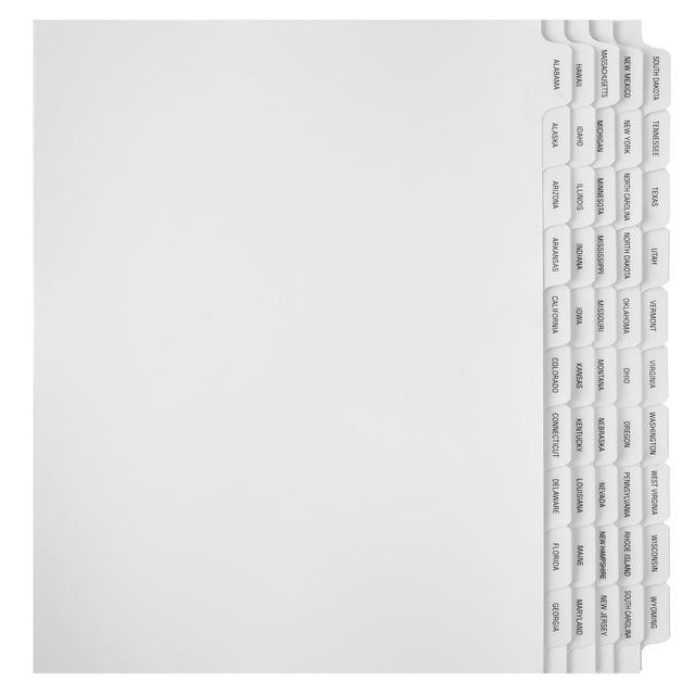 Walmart Unpunched Letter Size State Divider Tabs with Laminated Tab for ...