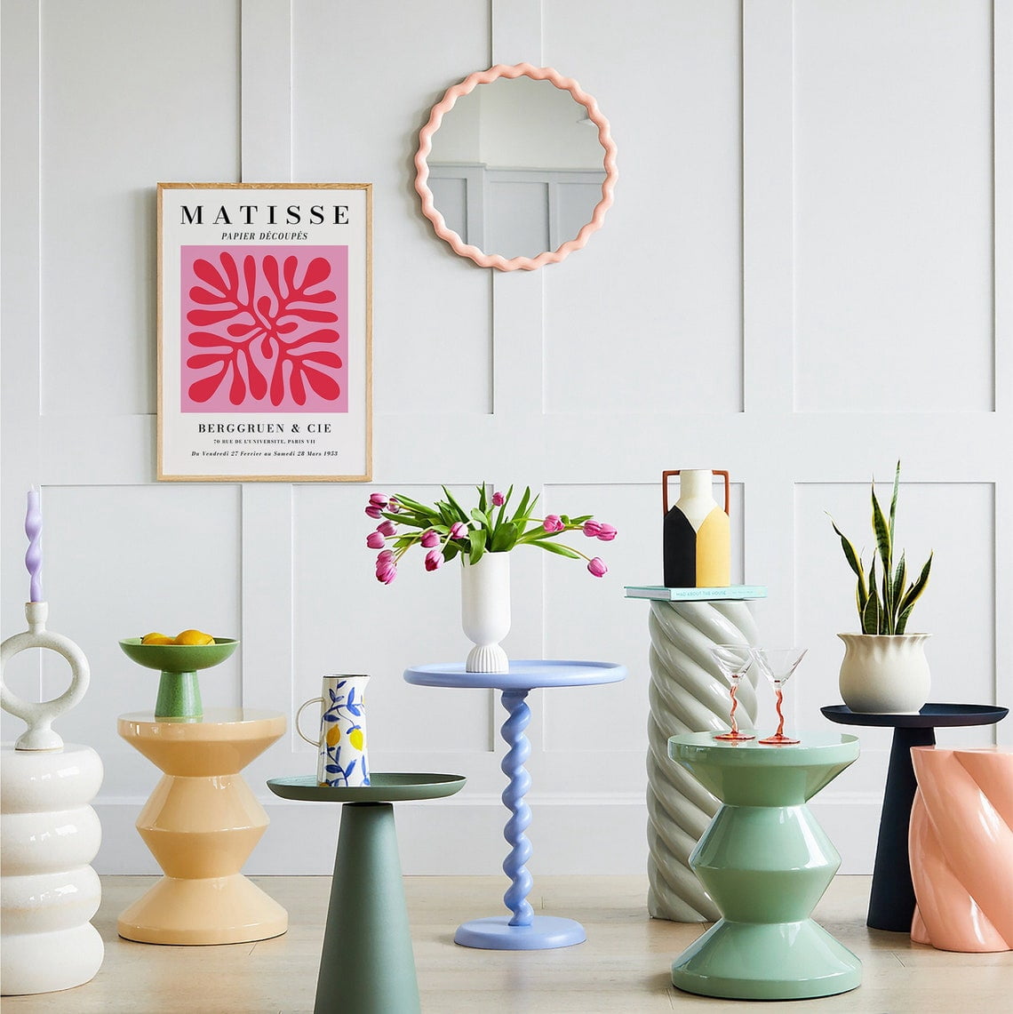 Exhibition Poster Pink Red Paper Cut Outs French Abstract Art Cute ...