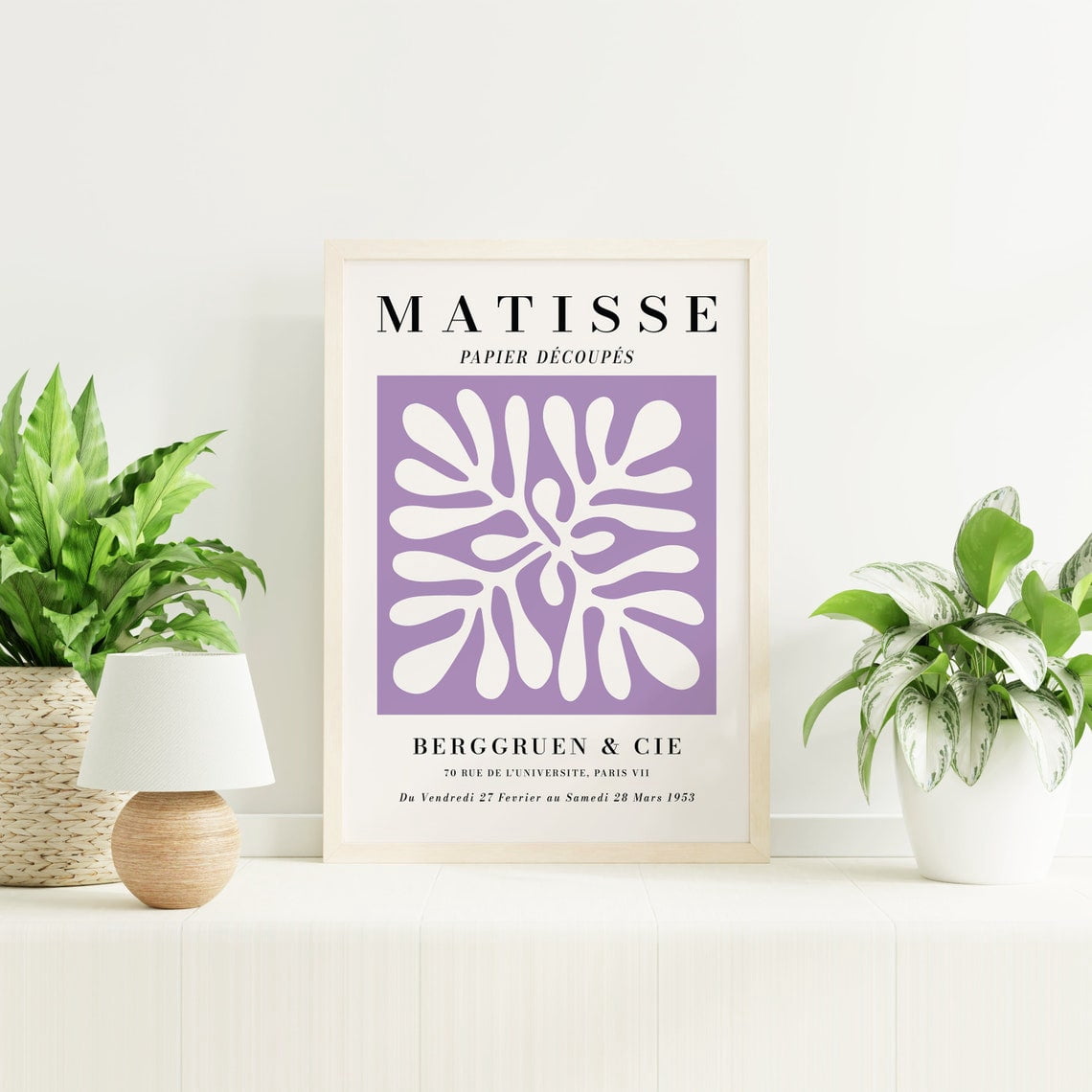 Exhibition Poster Purple Paper Cut Outs French Abstract Art Cute Trendy ...