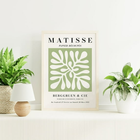 Exhibition Poster Sage Green Paper Cut Outs French Abstract Art Cute ...