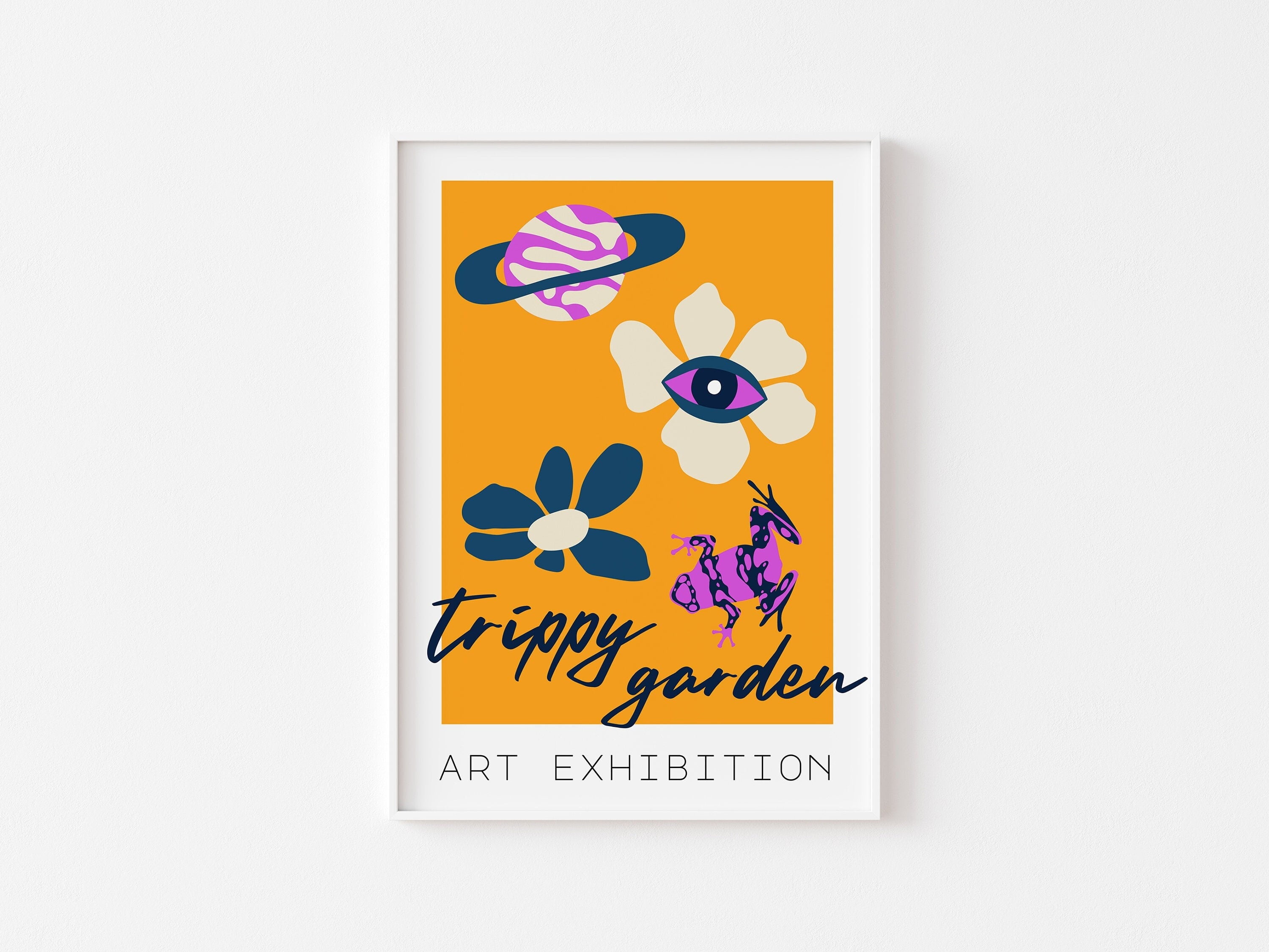 Exhibition Print - Toad With Flowers, Psychedelic Colourful, Flower ...