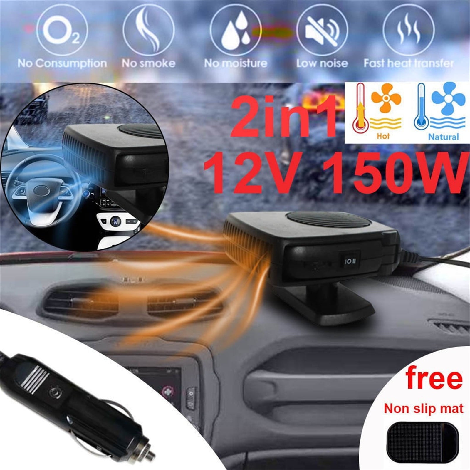 Exhoden 2025 New Portable Car Heater, 2 In1 Fast Heating Defrost ...