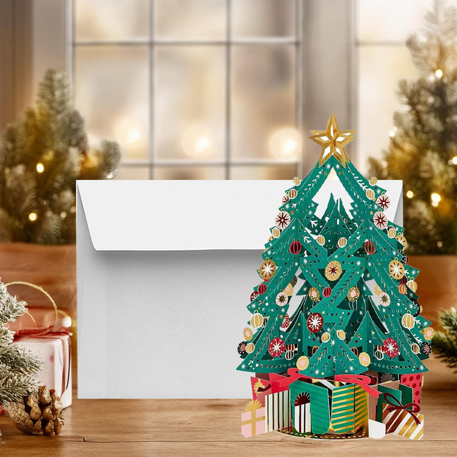 Exhoden 3D Christmas Tree Greeting Card, Glitter Christmas Tree Pop Up ...