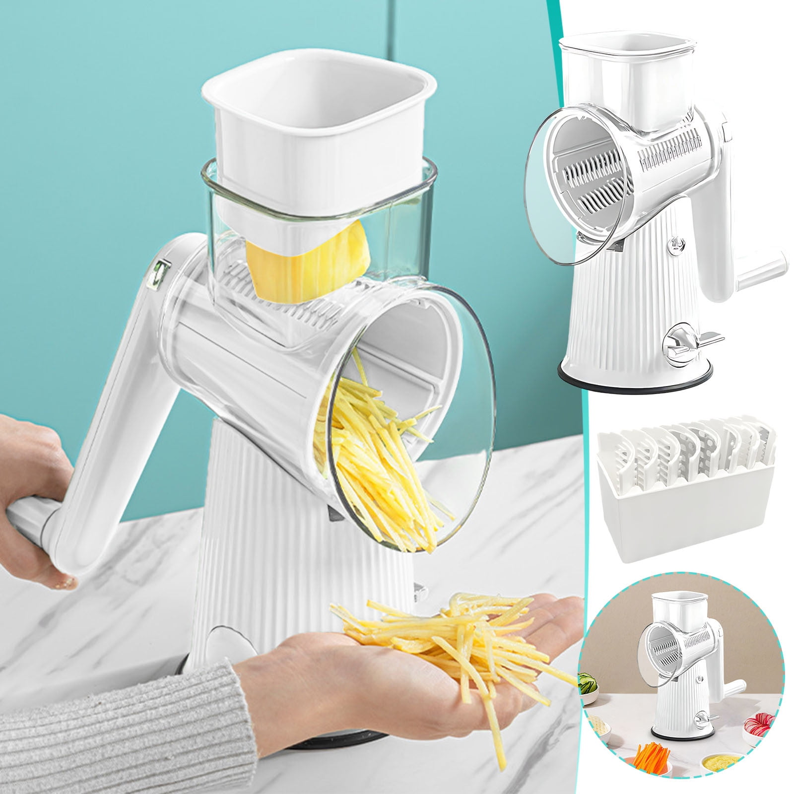 Exhoden 5 In 1 Rotary Cheese Grater Vegetable Slicer,Rotary Cheese ...