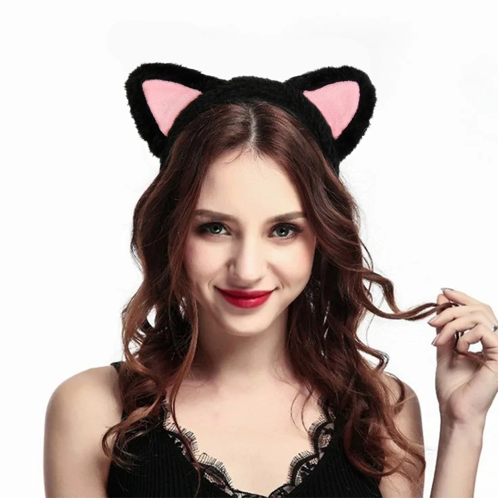Exhoden Black Cat Ears,Soft Push Black Cats Animal Kitten Head Bands ...