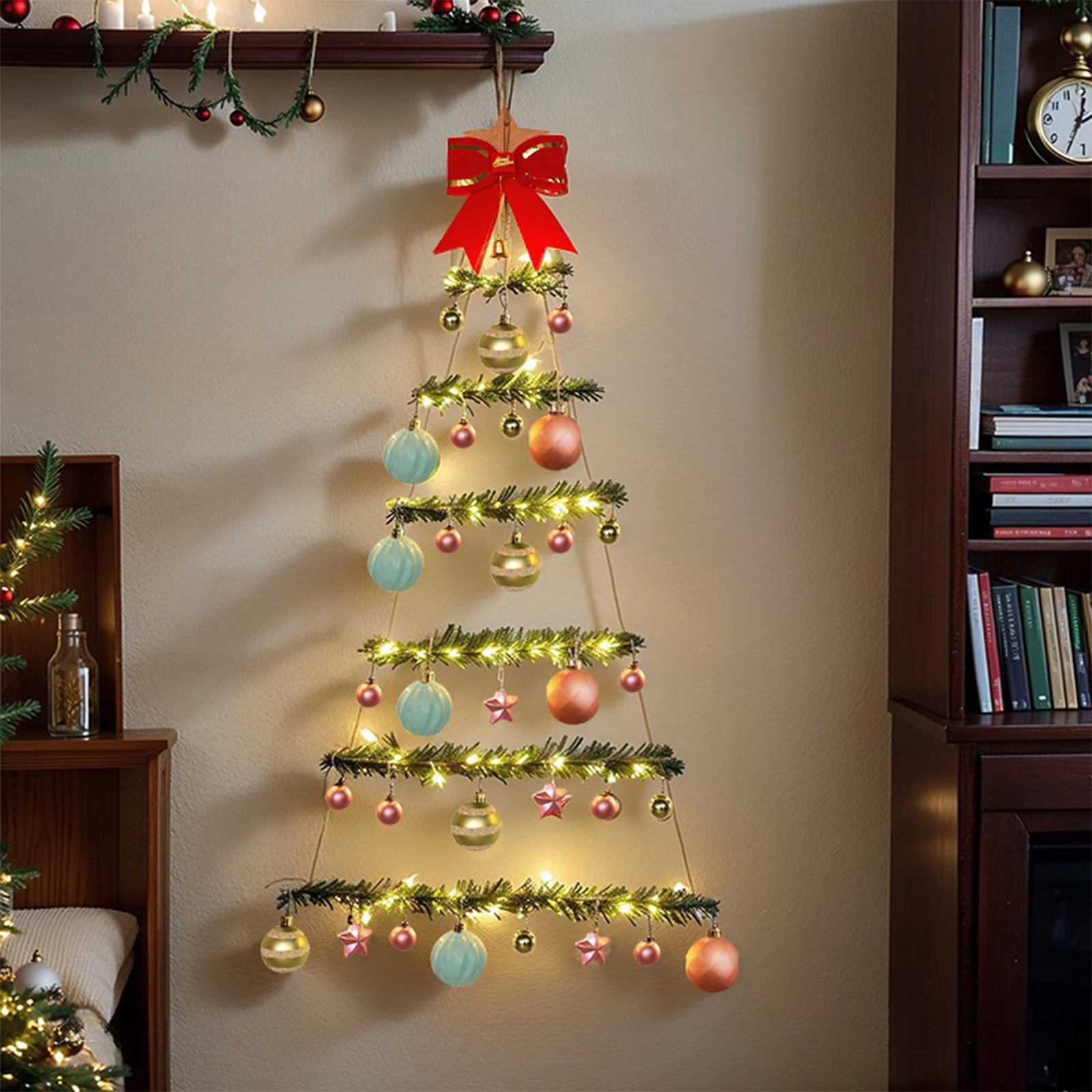 Exhoden Wall Christmas Tree with Lights, Wall Mounted Christmas Twig ...