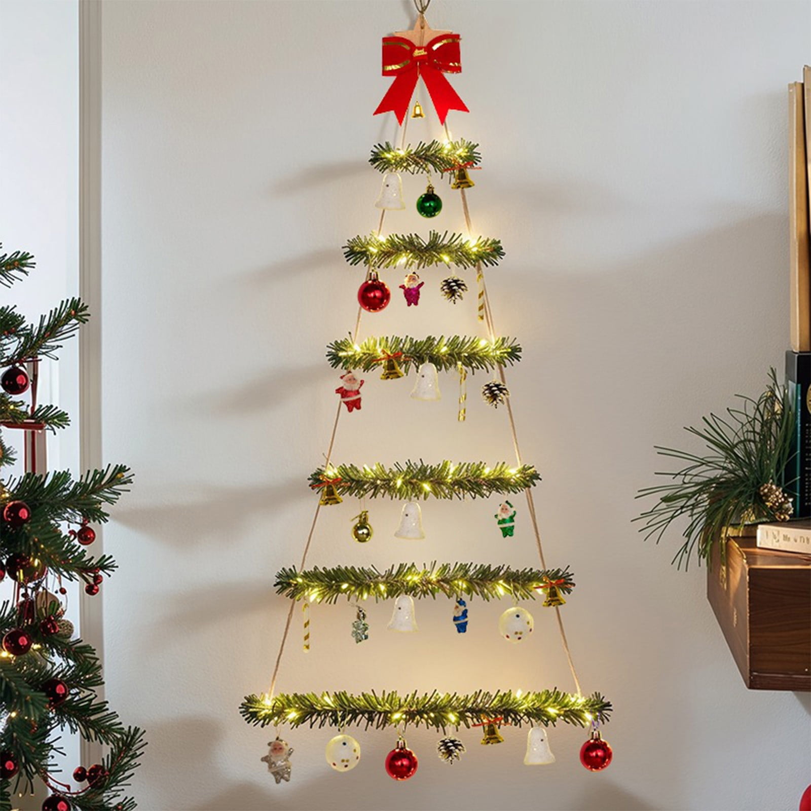 Exhoden Wall Christmas Tree with Lights, Wall Mounted Christmas Twig ...