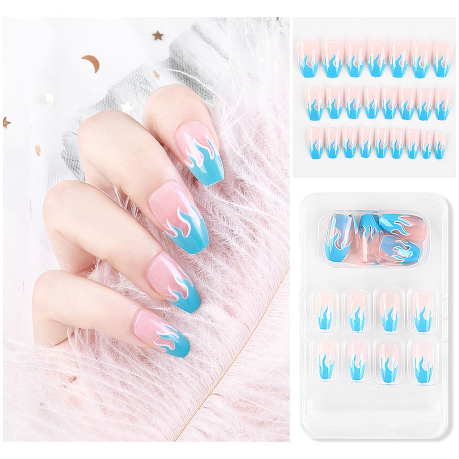 Exhoden Wearing Nail Fake Nails Finished Removable Wearing Nails，Long ...