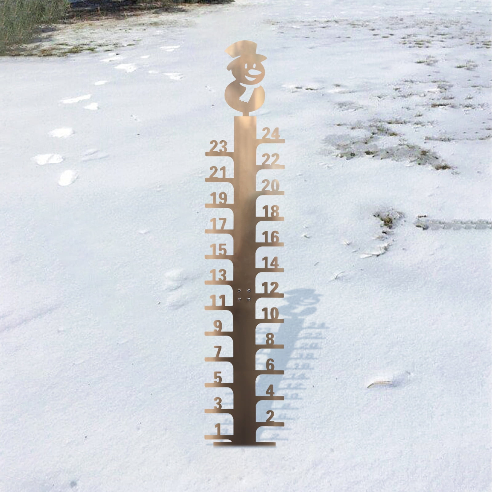 Exhoden Yard Stick Snow Gauge，24 Inch Snow Meter Hand Made Metal ...