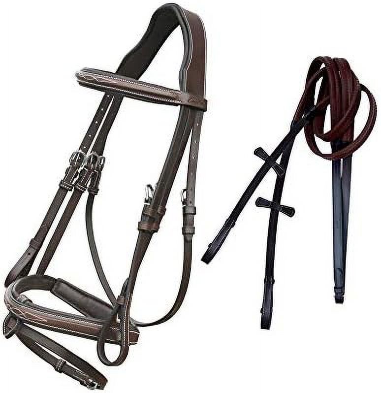 Exion Anatomical Snaffle Jumping Bridle for Horses with Removable Flash ...