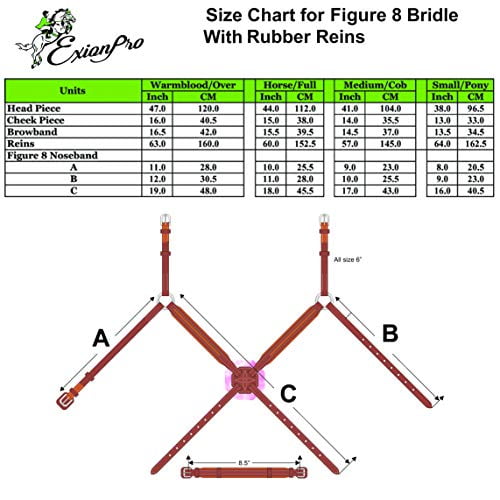 Exion Horse Figure 8 Bridle with Leather Laced Rein | English Jumping ...