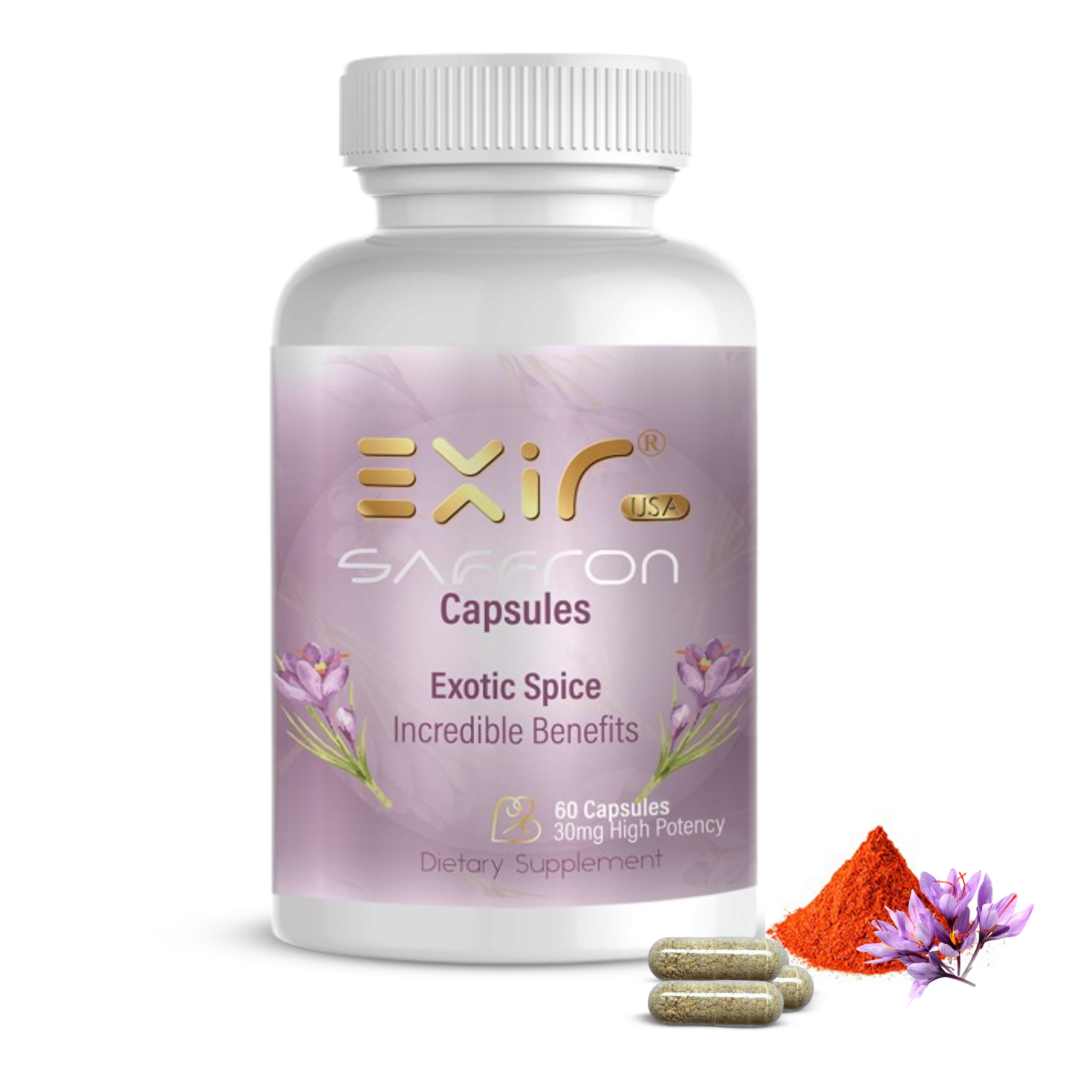 Exir Saffron Exotic Spice 30mg High Potency – 60 Capsules – With ...