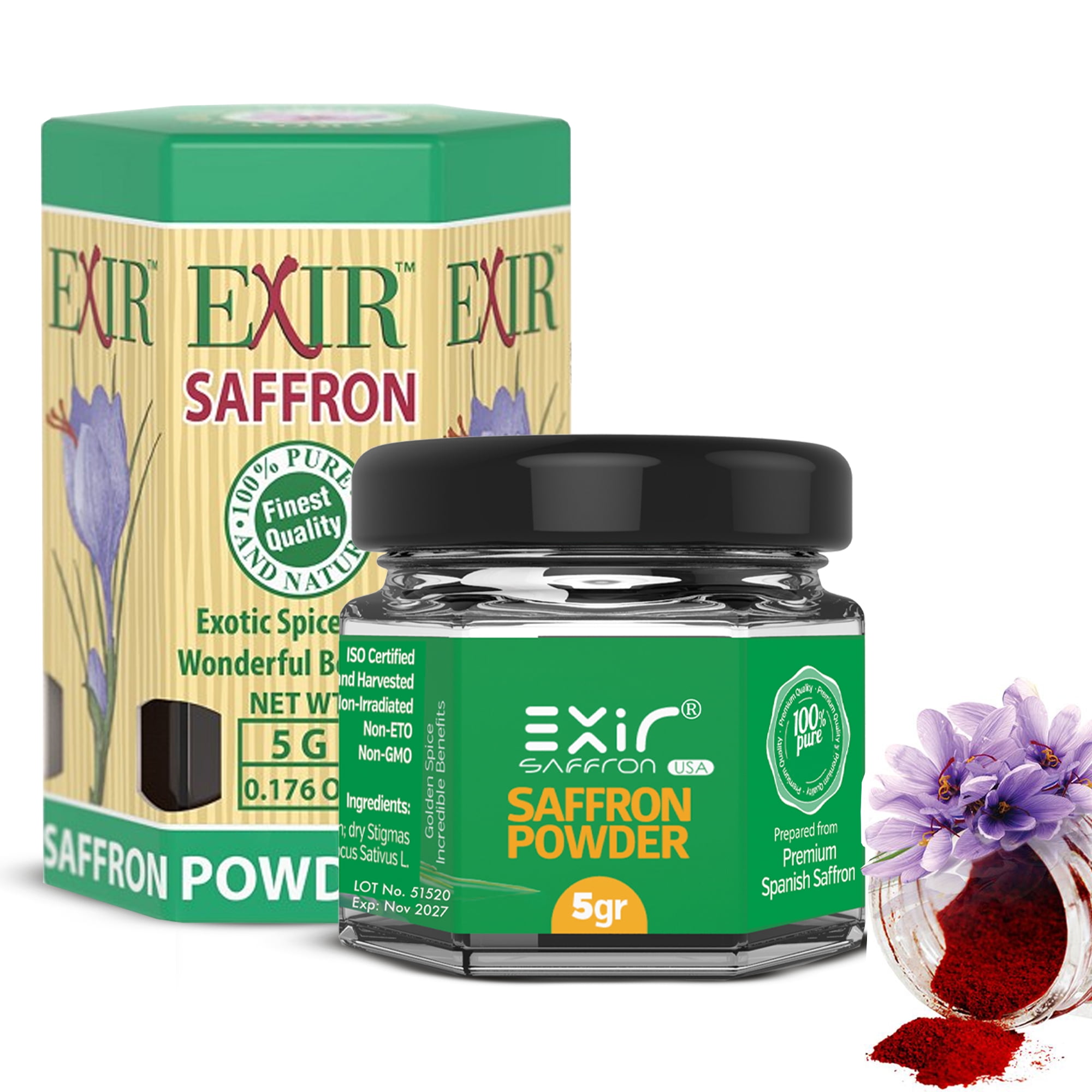 Exir Premium Spanish Saffron Powder – All-Red Coupe Grade, Hand ...