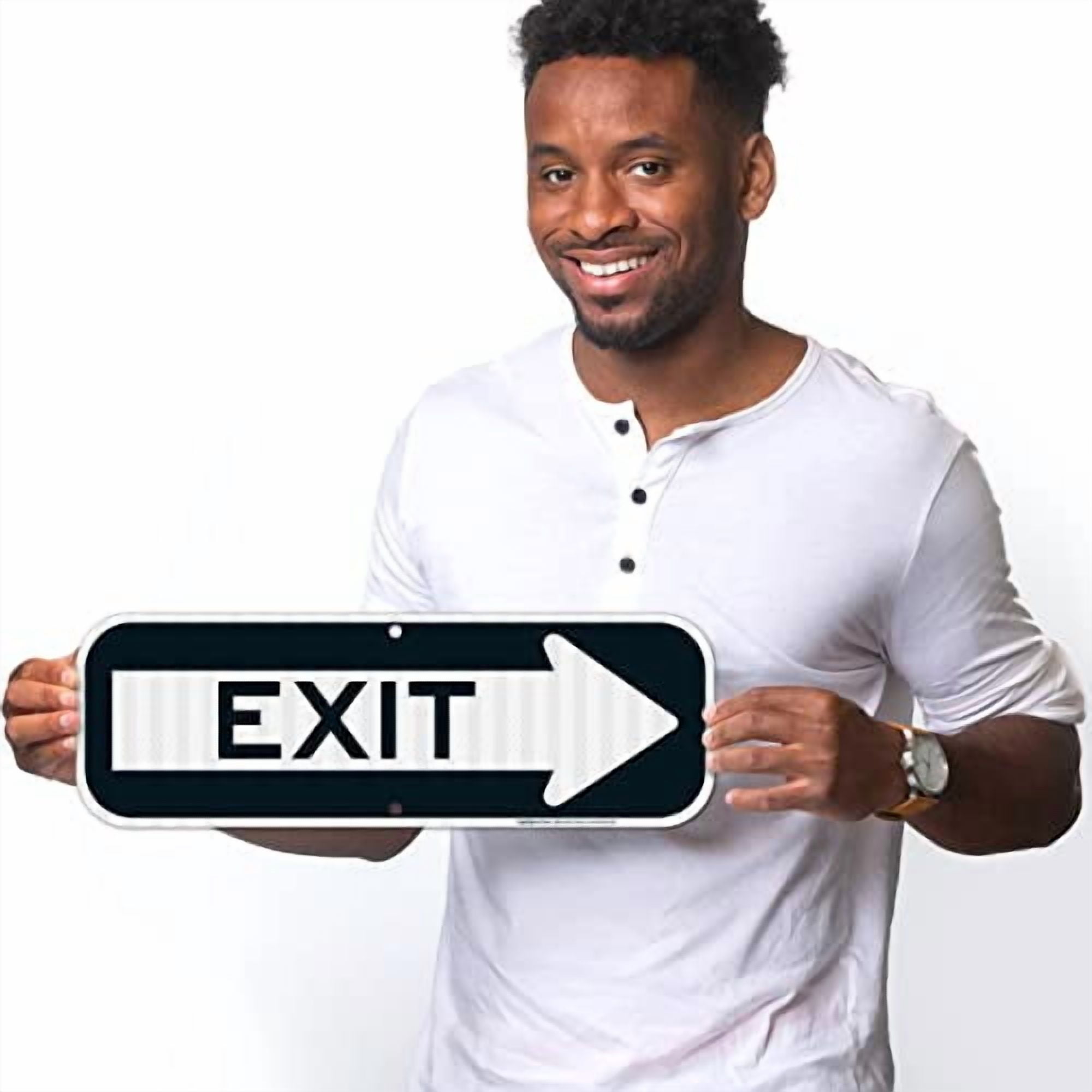 Exit Black Right Sign, 6x18 Inches, 3M EGP Reflective .063 Aluminum ...