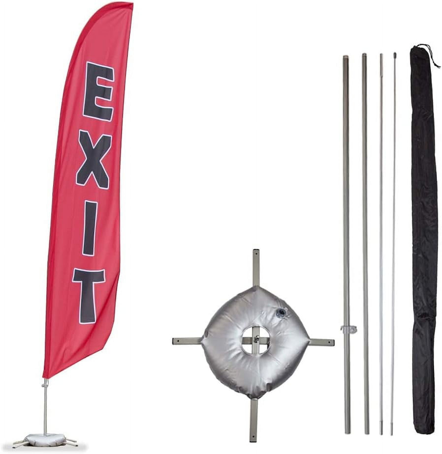 Exit Flag Kits - 13.5ft Flag Complete Pole Set, Cross Base and Weight ...