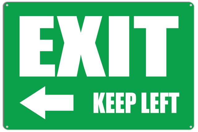 Exit Keep Left Sign Caution Safety Aluminum Warning Signs Security Tin ...