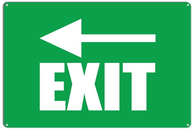 Exit Left Arrow Sign Caution Safety Aluminum Warning Signs Security Tin ...