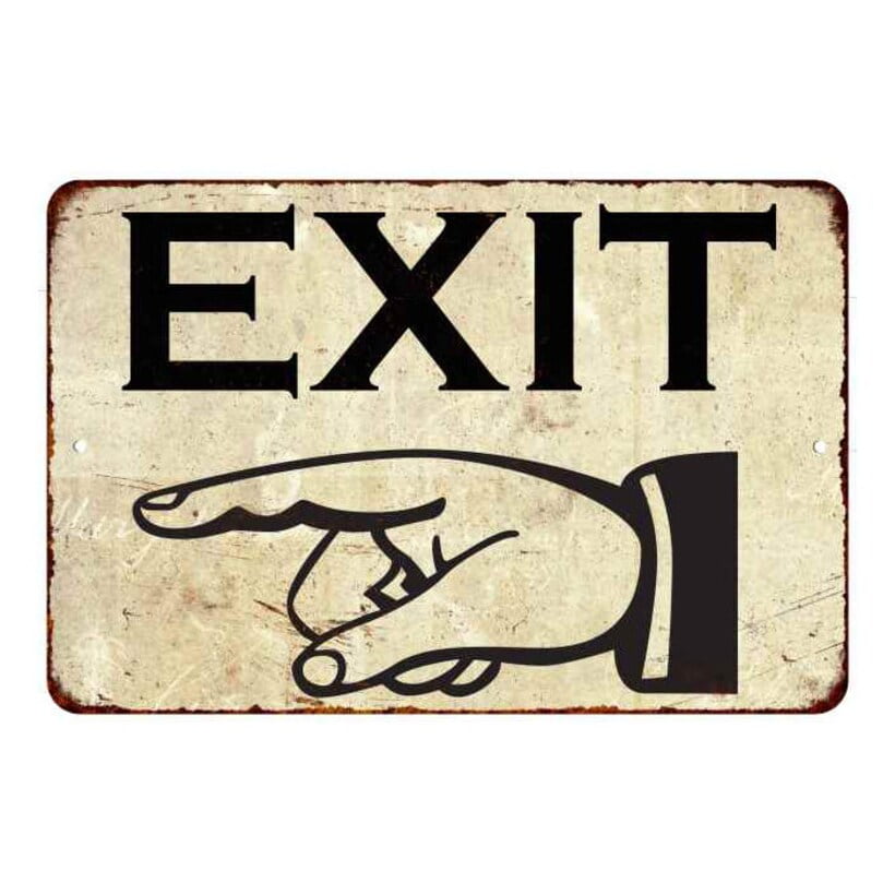 Exit Left Sign, Arrow Left Vintage Looking Reproduction Sign, Store ...