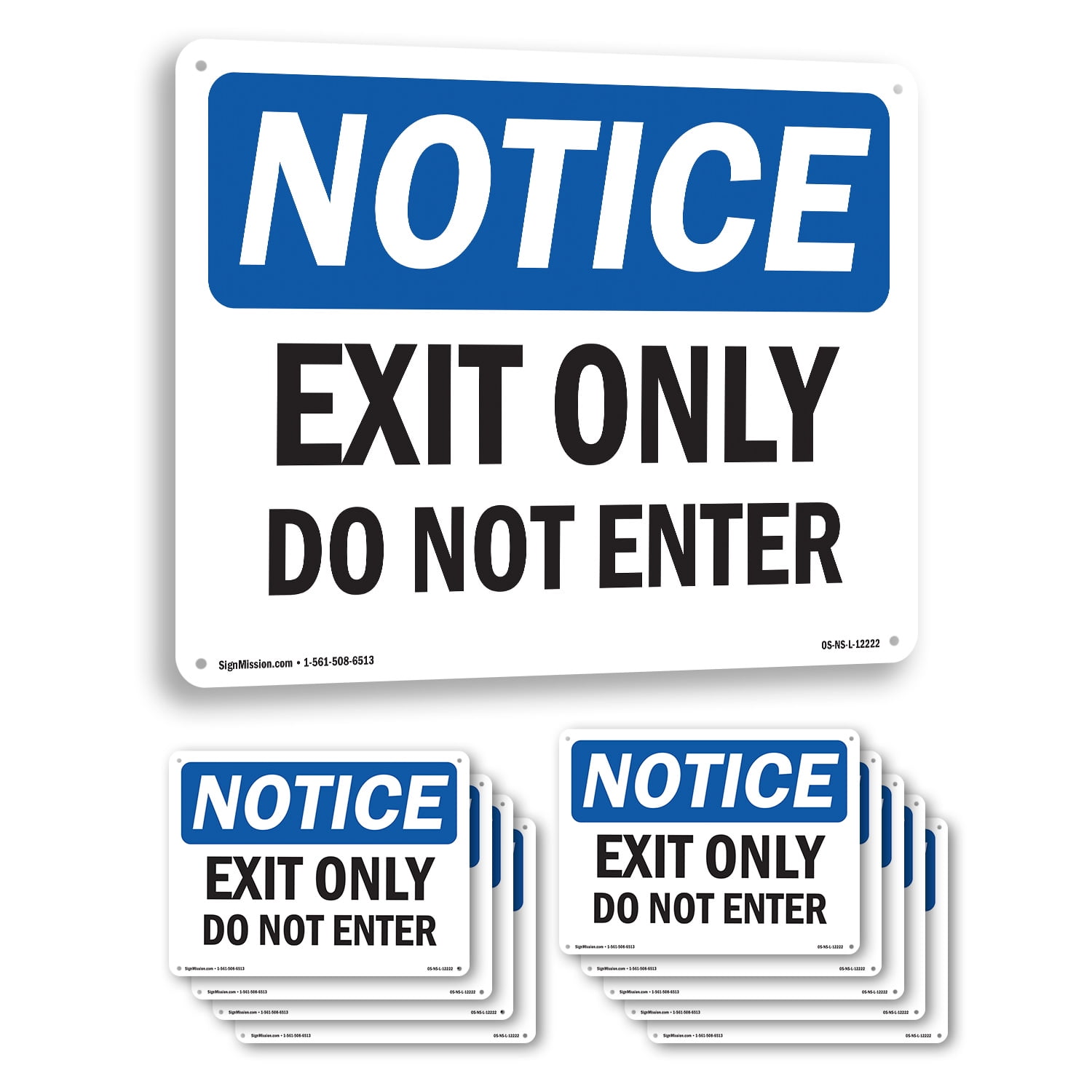Exit Only Do Not Enter OSHA Notice Rigid Plastic Sign 10 Inch x 7 Inch ...