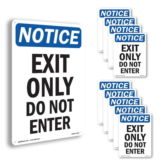 Exit Only Do Not Enter OSHA Notice Rigid Plastic Sign 18 Inch x 12 Inch ...