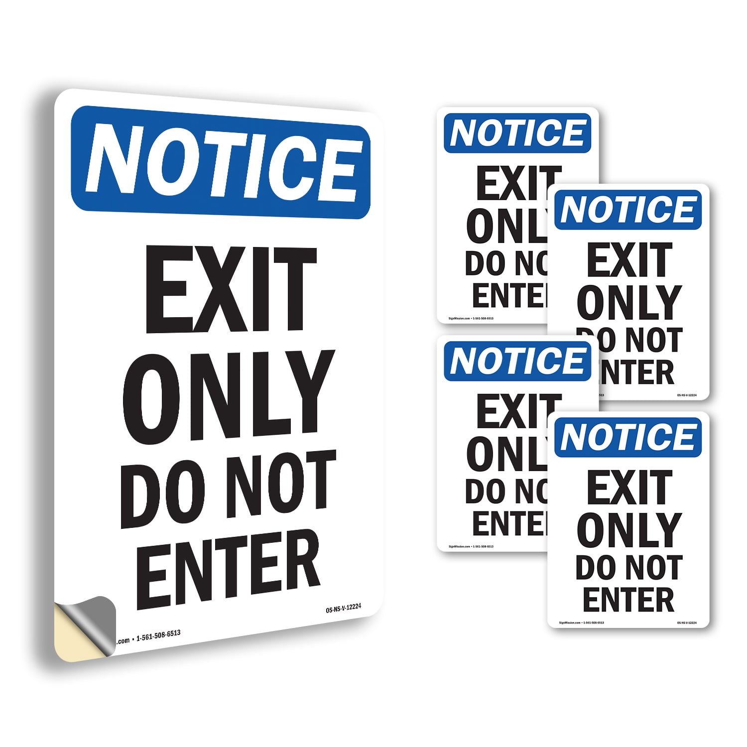 Exit Only Do Not Enter OSHA Notice Vinyl Decal Label 24 Inch x 18 Inch ...