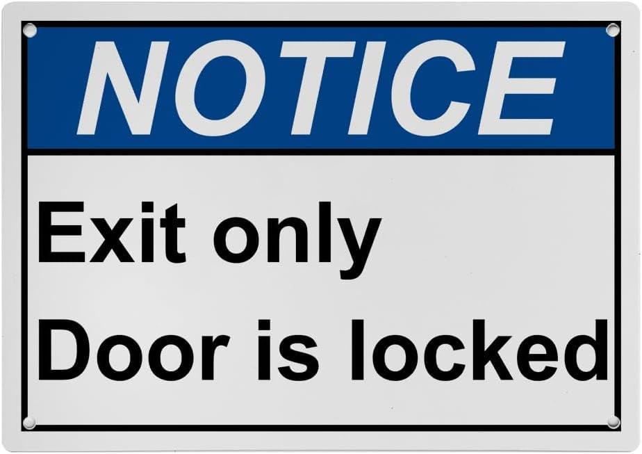 Exit Only Locked Door Sign, Industrial Exit Sign 8"x12" UV Resistant ...