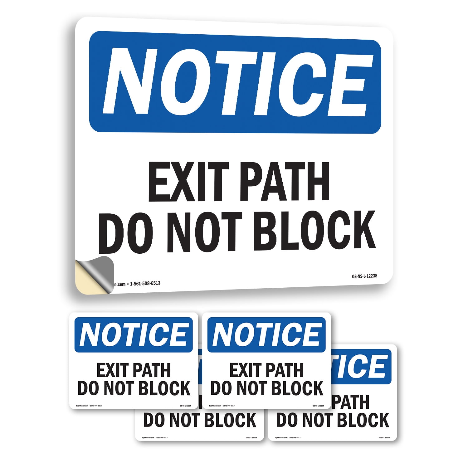 Exit Path Do Not Block OSHA Notice Vinyl Decal Label 10 Inch x 7 Inch ...
