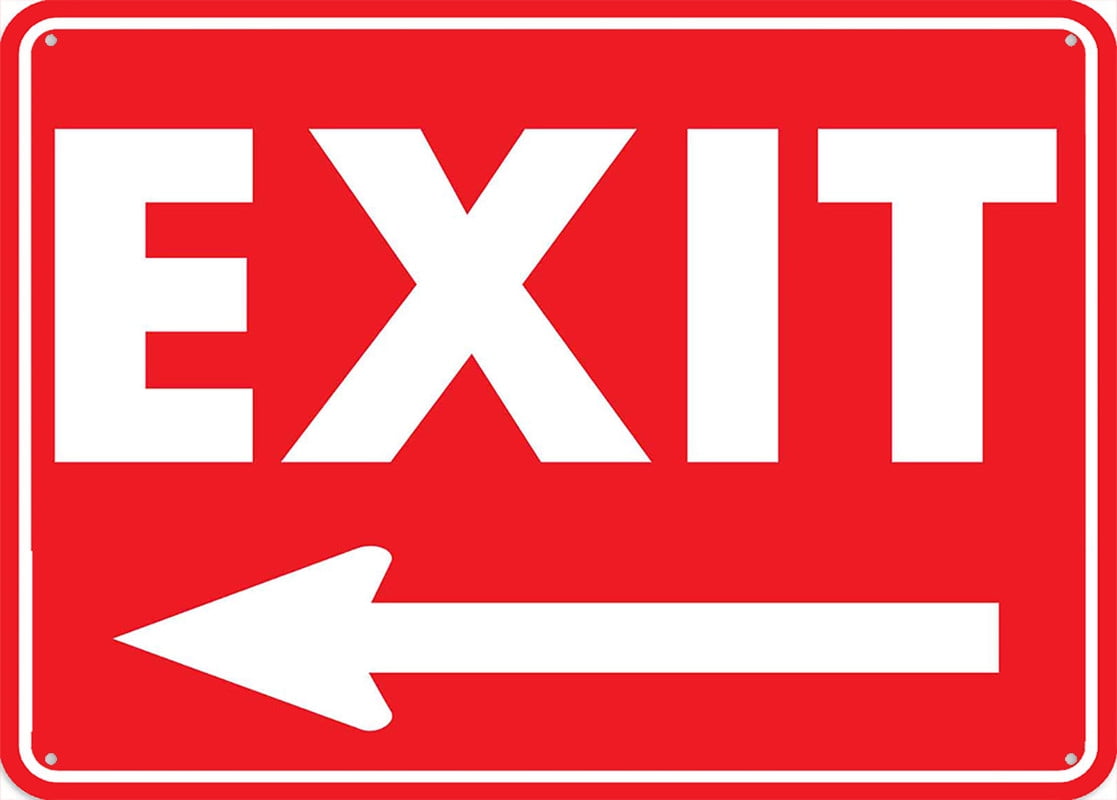 Exit Red Left Arrow Sign Signs Outdoor, Uv Printed Aluminum 12 X 8 In ...