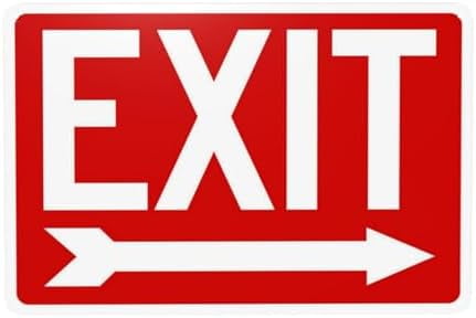 Exit With Right Arrow Red Background Warning Sign, Exit Security Metal ...