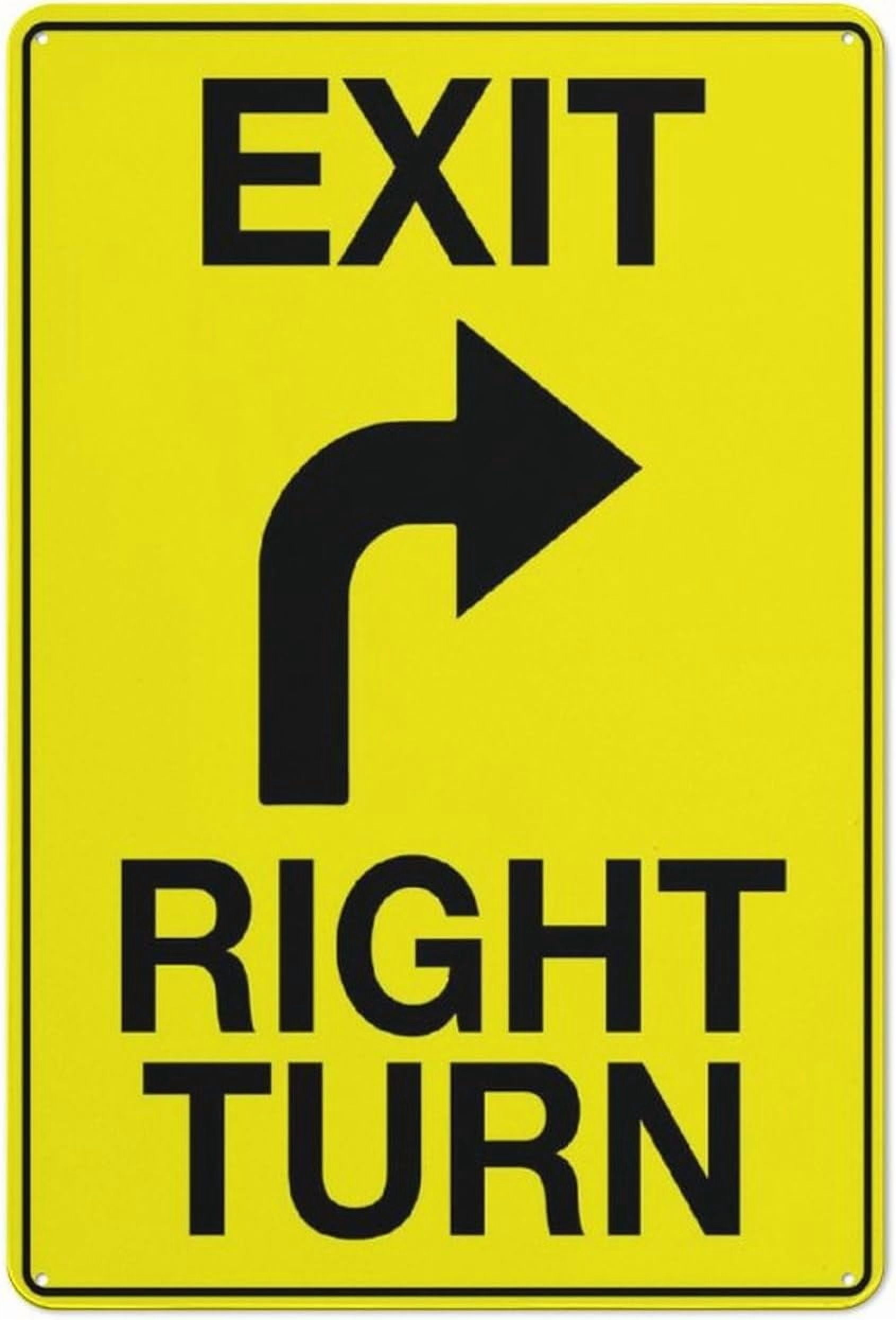 Exit Right Turn Sign 12 X 8 Inches Reflective Aluminum Metal Warning ...