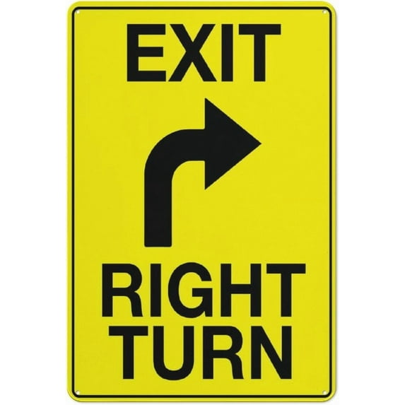 Exit Right Turn Sign 12 X 8 Inches Reflective Aluminum Metal Warning ...
