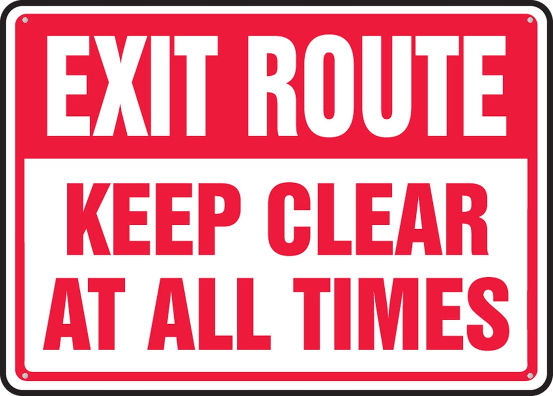 Exit Route Safety Sign Keep Clear At All Times 8 X 12 Inches Rust Free ...