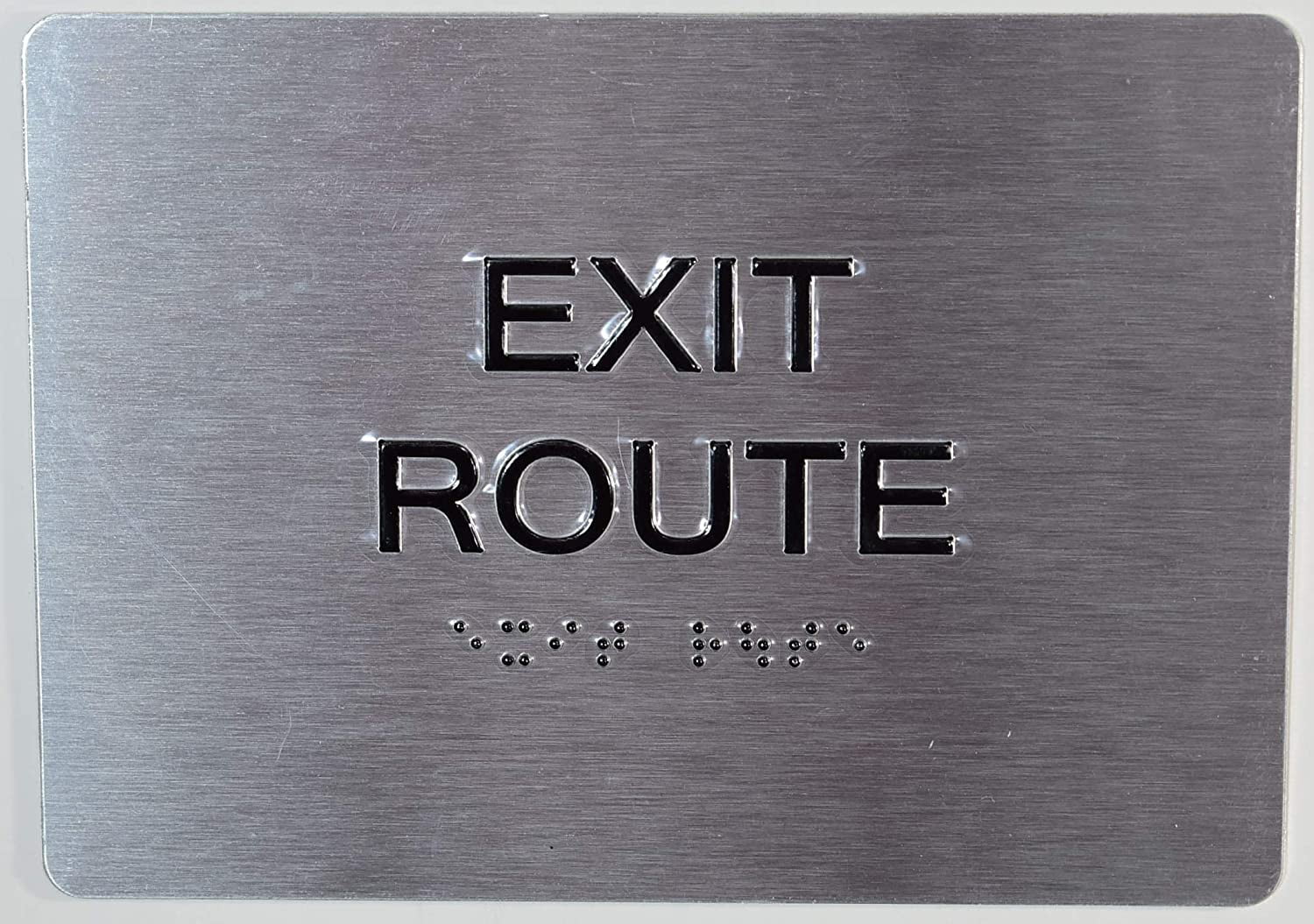 Exit Route Sign - with Tactile Text and Braille Sign (Aluminum, Brush ...