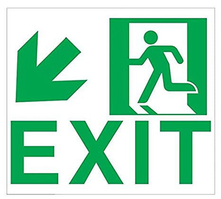Exit SIGN DOWN LEFT -Adhesive Sign !! (Glow In the dark sign ...