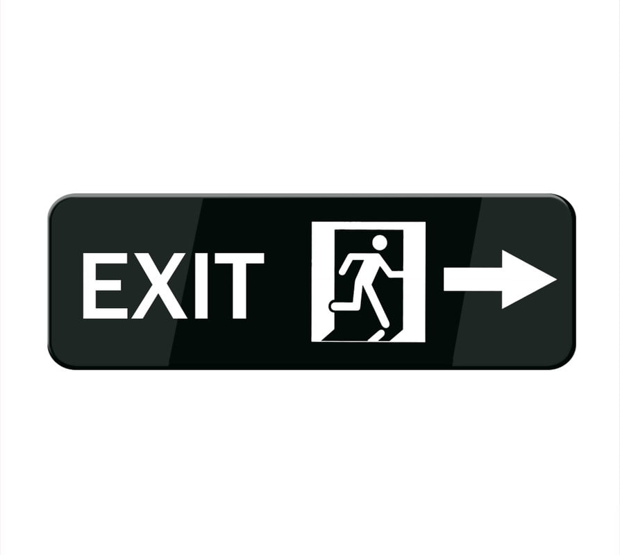 Exit Sign, 10 X 3 Inch Acrylic Plastic Sign With Symbols, Self-Adhesive ...