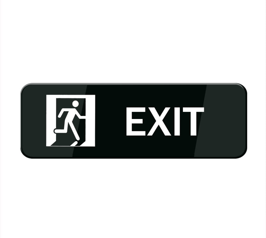 Exit Sign, 10 X 3 Inch Acrylic Plastic Sign With Symbols, Self-Adhesive ...