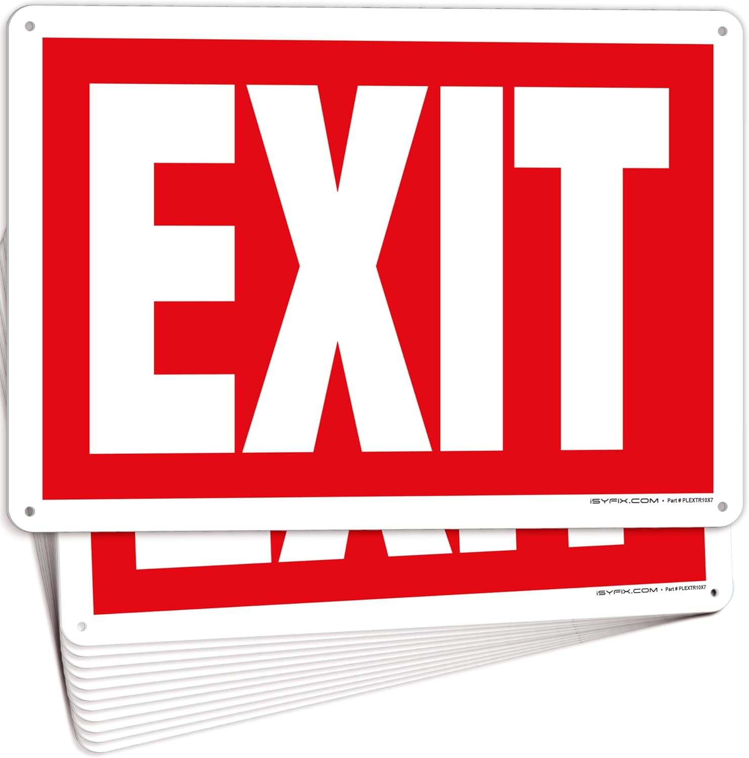 Exit Sign 12 Pack 10x7 Inch 40 Mil Thick Polystyrene Plastic Sign ...