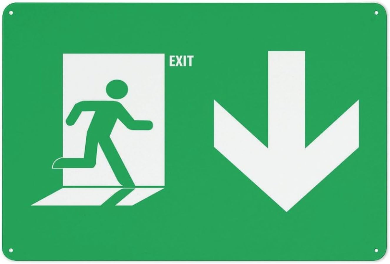 Exit Sign Arrow Down Sign 12 X 8 Inches Reflective Aluminum Metal ...